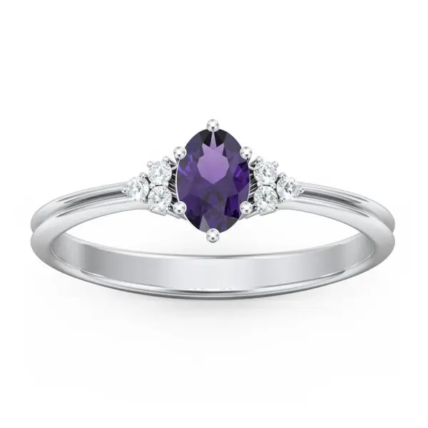 Jewlr Solitaire Oval With Triple Accents Ring