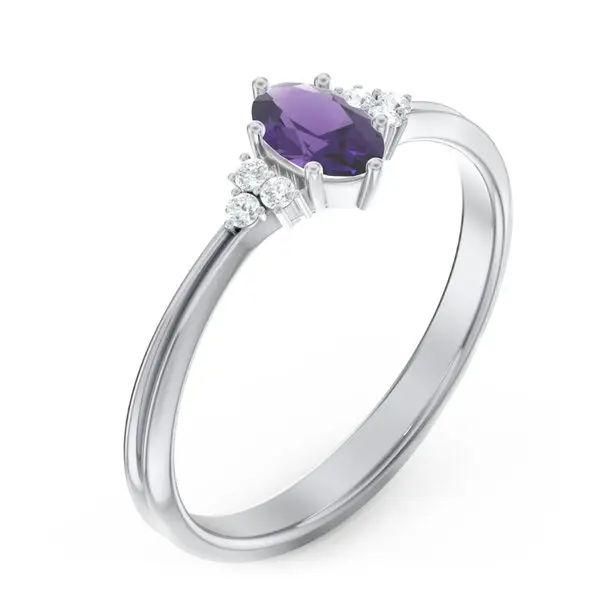 Jewlr Solitaire Oval With Triple Accents Ring