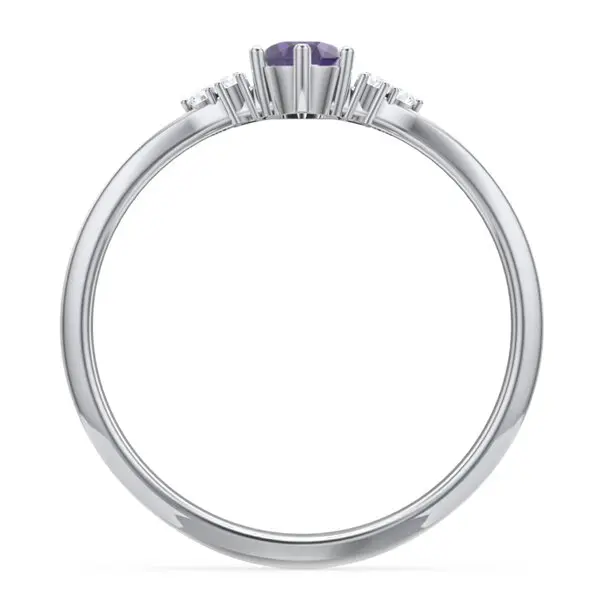 Jewlr Solitaire Oval With Triple Accents Ring