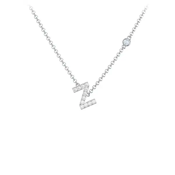 Jewlr Pavé Z Initial Necklace With Satellite Gemstone
