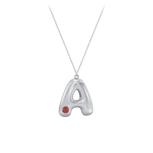 Jewlr Custom Bubble Initial Necklace With Birthstone