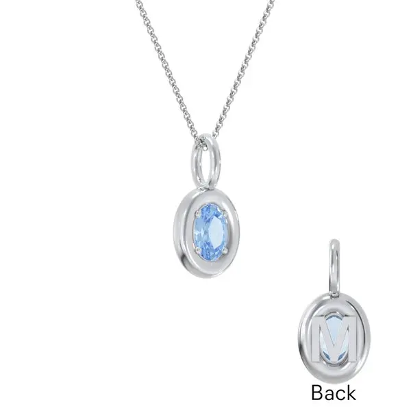 Jewlr Oval Frame Stone Necklace With Back Initial - Sterling Silver