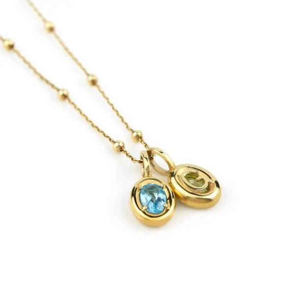Jewlr Oval Frame Stone Necklace With Back Initial