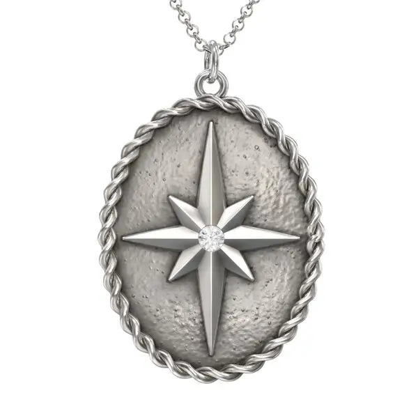 Jewlr Engravable North Star Medallion Necklace With Accent Stone