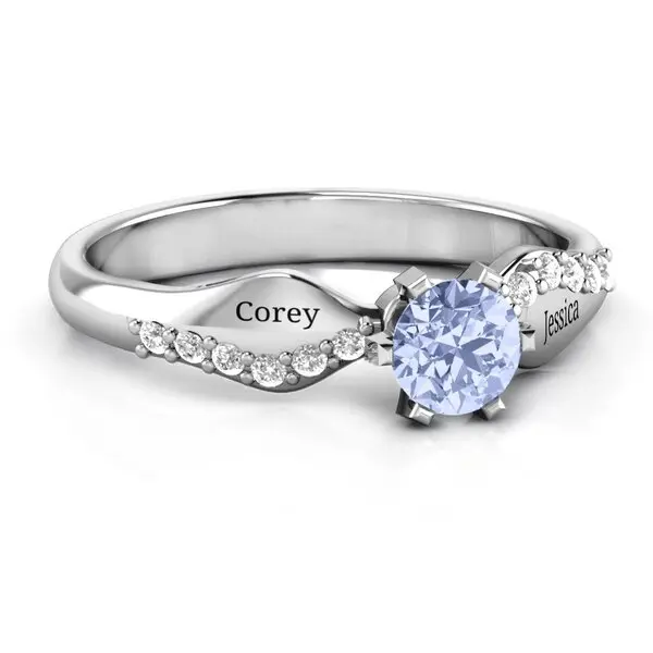 Jewlr Dimpled Solitaire With Accents Ring