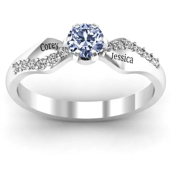 Jewlr Dimpled Solitaire With Accents Ring