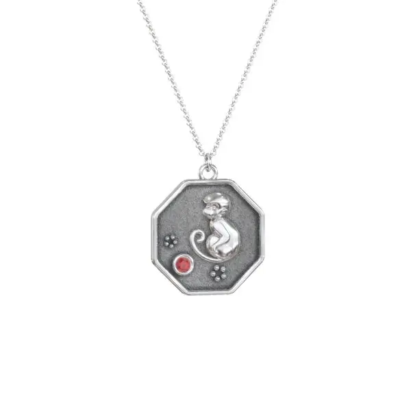 Jewlr Year Of The Monkey Engravable Zodiac Medallion Necklace - Sterling Silver