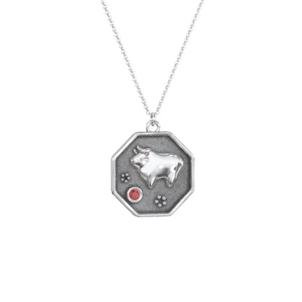 Jewlr Year Of The Ox Engravable Zodiac Medallion Necklace - Sterling Silver