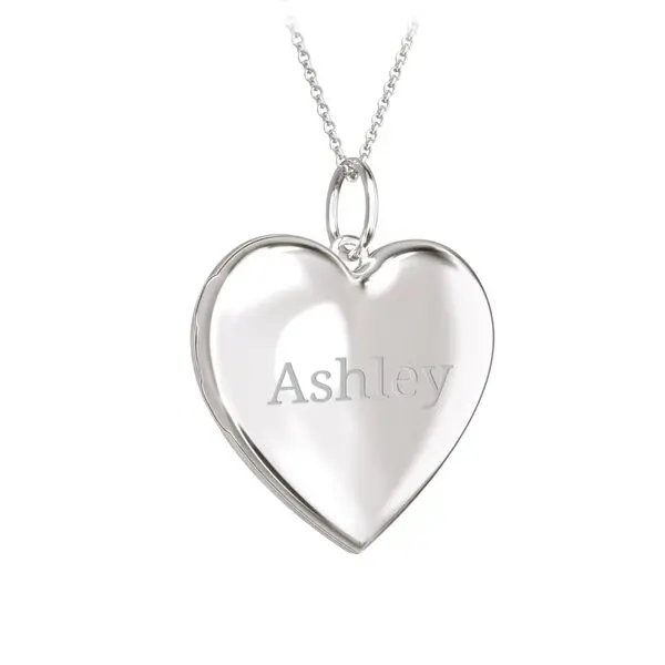 Jewlr Engravable Heart Photo Locket Necklace - Sterling Silver