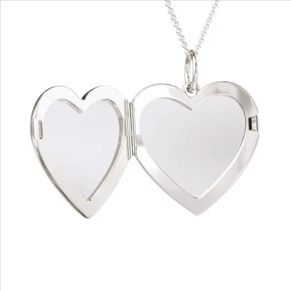 Jewlr Engravable Heart Photo Locket Necklace - Sterling Silver