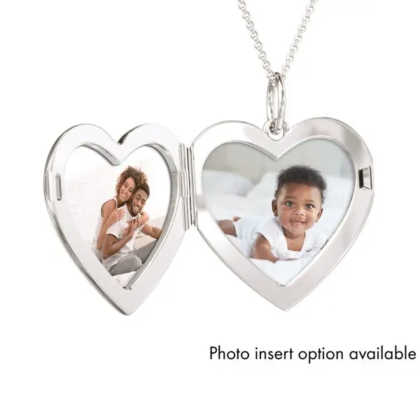 Jewlr Engravable Heart Photo Locket Necklace - Sterling Silver