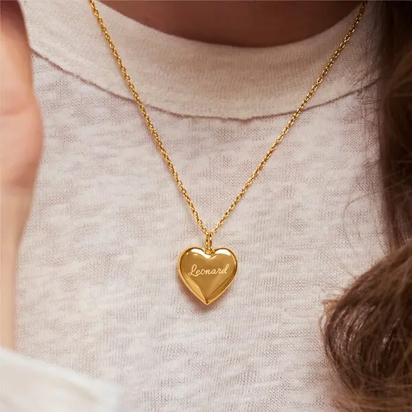 Jewlr Engravable Heart Photo Locket Necklace - Sterling Silver