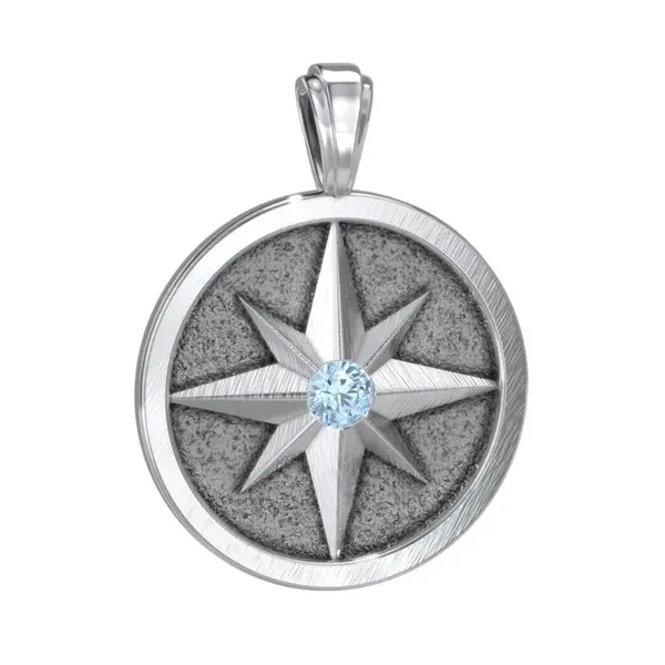 Jewlr Engravable North Star Disc Pendant With Gemstone