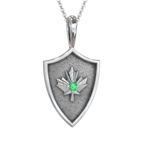 Jewlr Maple Leaf Hero Shield Pendant With Gemstone
