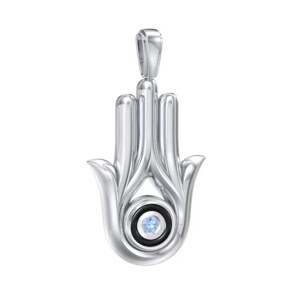 Jewlr Hamsa Pendant With Gemstone & Cold Enamel