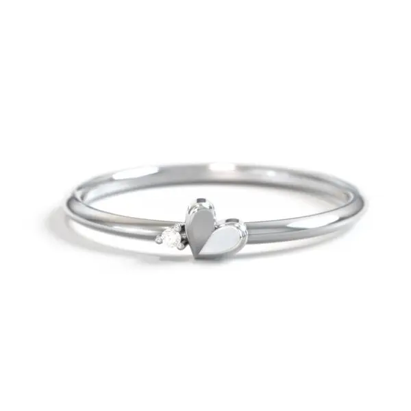 Jewlr Dainty Folded Heart Ring With Accent