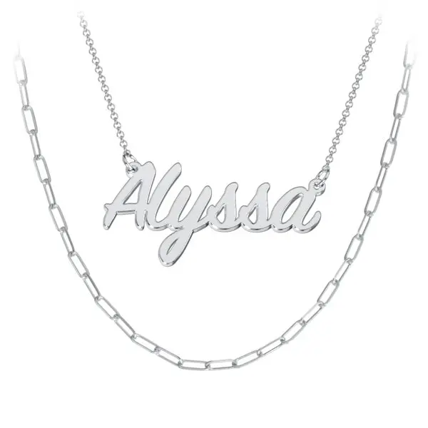 Jewlr Personalized Name Necklace Layering Set With Paper Clip Chain
