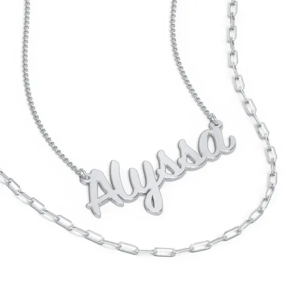 Jewlr Personalized Name Necklace Layering Set With Paper Clip Chain