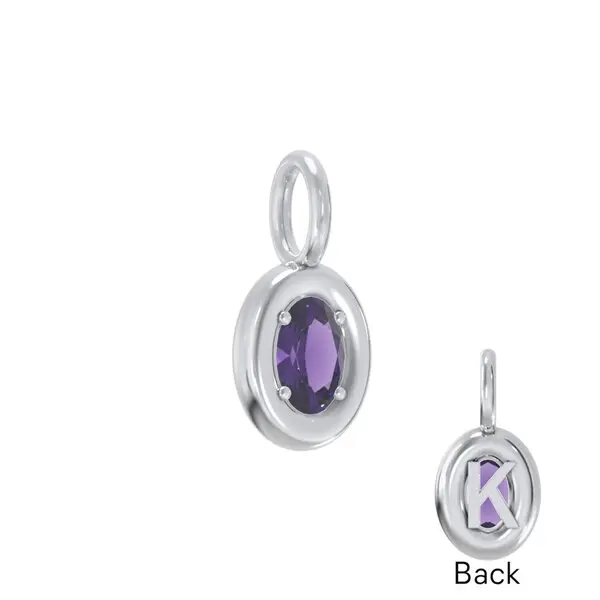 Jewlr Oval Frame Stone Charm With Back Initial