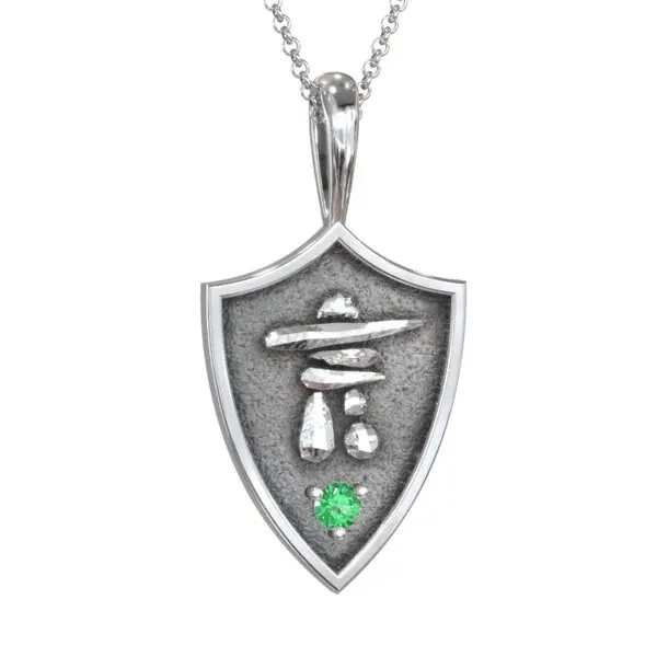 Jewlr Inukshuk Hero Shield Pendant With Gemstone