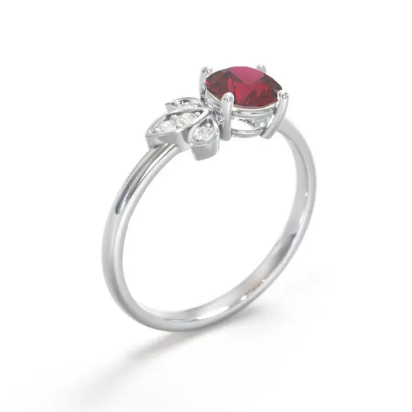 Jewlr Round Gemstone Ring With Petal Accents