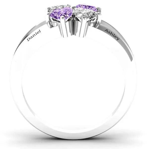 Jewlr Engravable Clover Heart Cut Gemstone Ring With Split Shank
