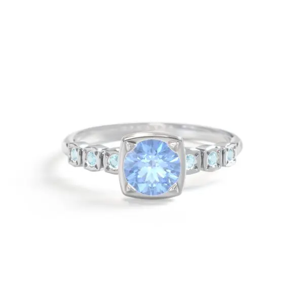 Jewlr Round Gemstone Cube Ring With Star Set Accents
