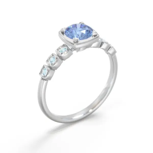 Jewlr Round Gemstone Cube Ring With Star Set Accents