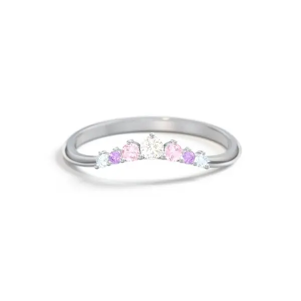 Jewlr Curved Band With Tapered Accent Stones