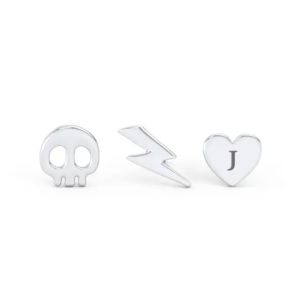 Jewlr Engravable Edgy & Bold Stud Earrings Stack Set Of 3