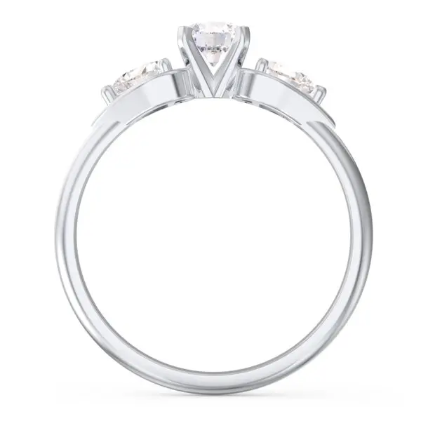 Jewlr 1/3 Ct. Round Gemstone Engaget Ring With Heart Stones
