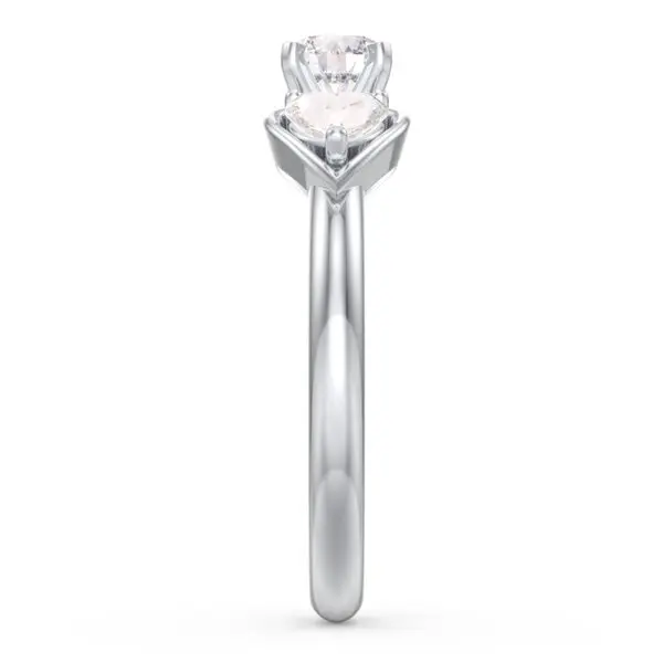 Jewlr 1/3 Ct. Round Gemstone Engaget Ring With Heart Stones