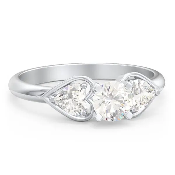 Jewlr 1/2 Ct. Round Gemstone Engaget Ring With Heart Stones