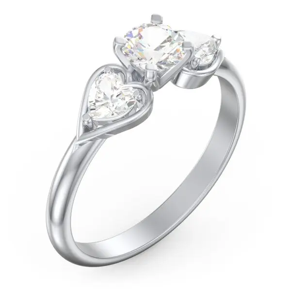 Jewlr 1/2 Ct. Round Gemstone Engaget Ring With Heart Stones