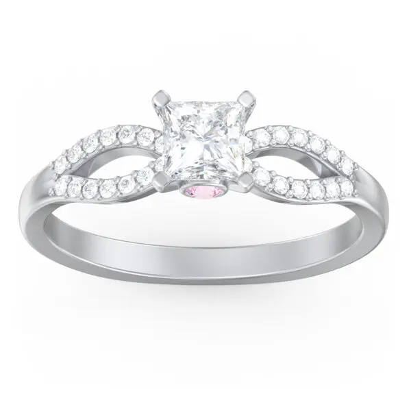 Jewlr 1/2 Ct. Princess Gemstone Split Peek-a-boo Engaget Ring With Accents