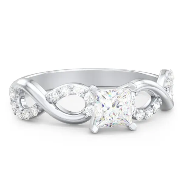 Jewlr 1/2 Ct. Princess Gemstone Infinity Engaget Ring With Accent Stones