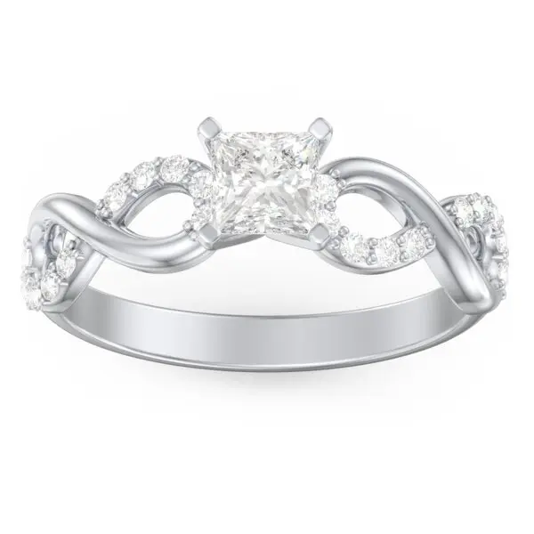 Jewlr 1/2 Ct. Princess Gemstone Infinity Engaget Ring With Accent Stones