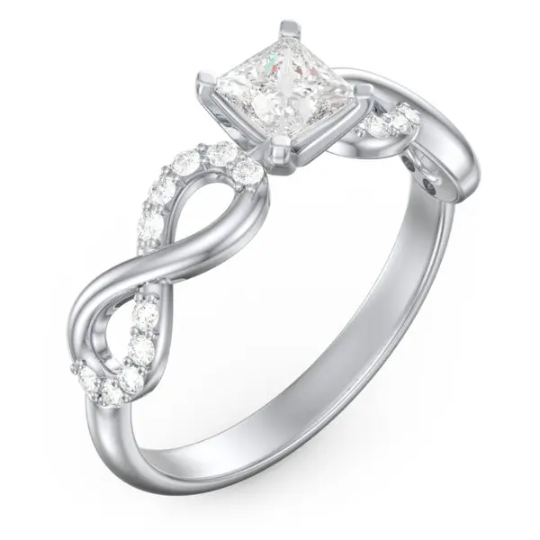 Jewlr 1/2 Ct. Princess Gemstone Infinity Engaget Ring With Accent Stones