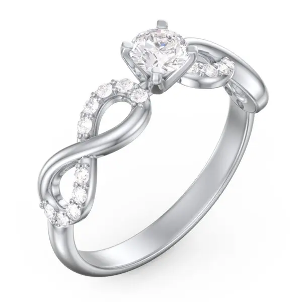 Jewlr 1/3 Ct. Round Gemstone Infinity Engaget Ring With Accent Stones