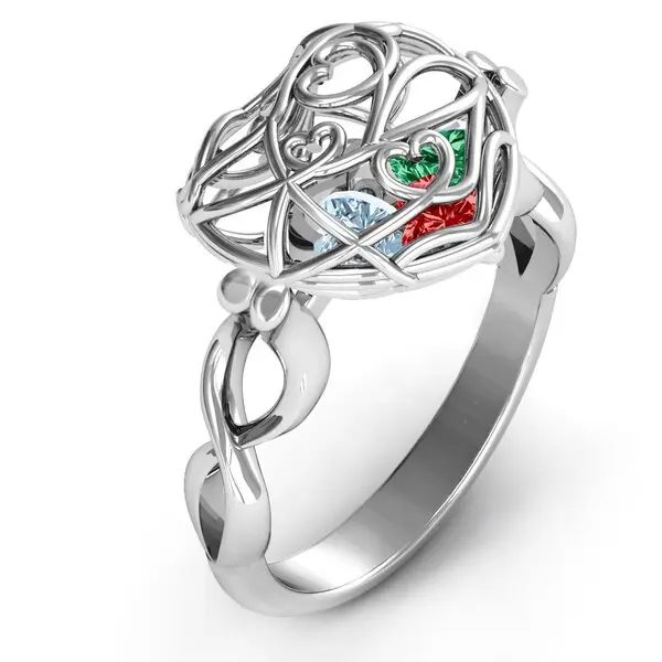 Jewlr Encased In Love Caged Hearts Ring With Infinity Band