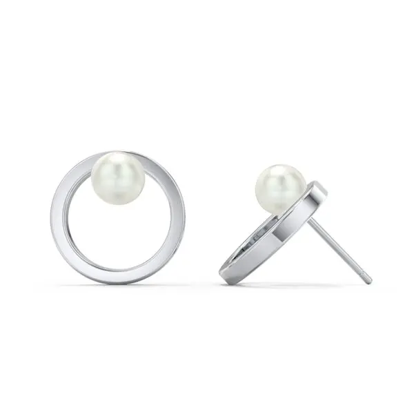 Jewlr Open Circle Studs With Freshwater Pearls