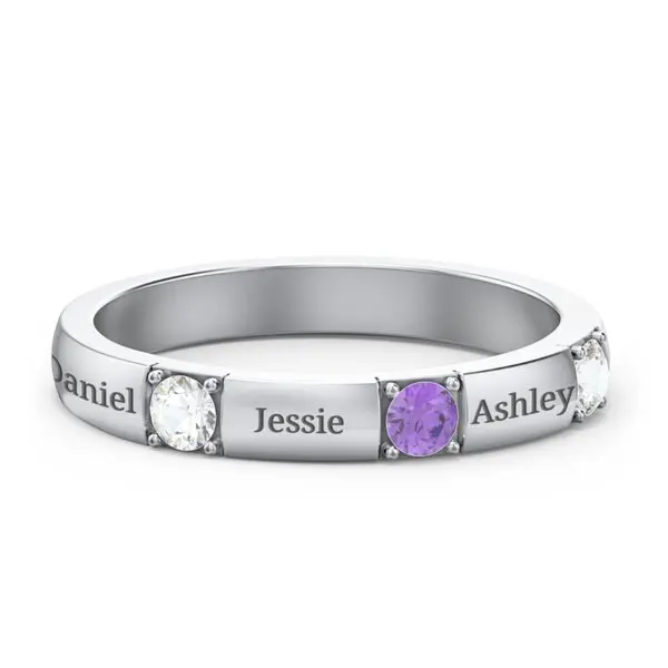 Jewlr Elegant Three Gemstone Ring