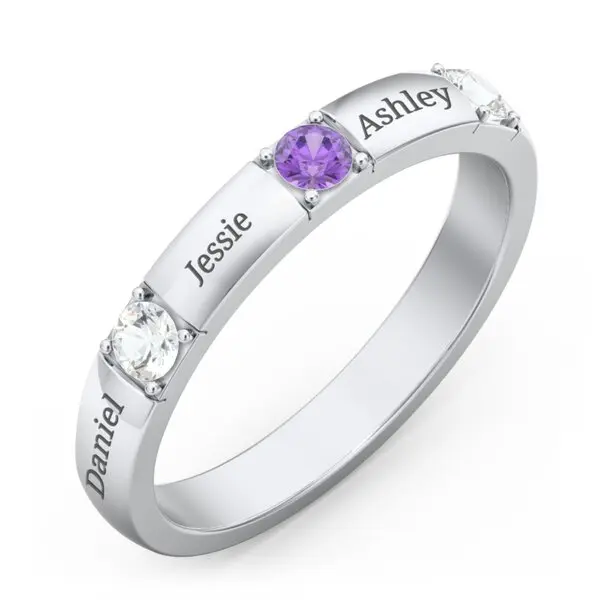 Jewlr Elegant Three Gemstone Ring