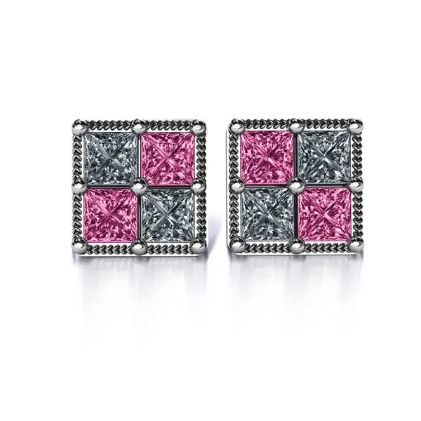 Jewlr Vintage Princess Cut Stud Earrings