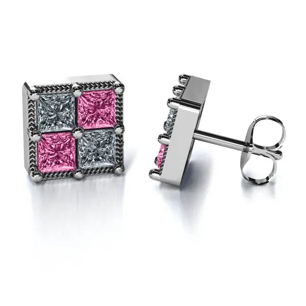 Jewlr Vintage Princess Cut Stud Earrings
