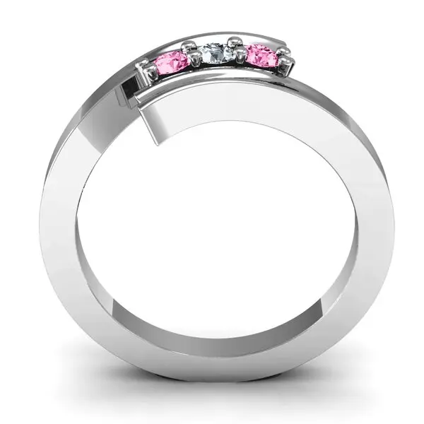 Jewlr Three Stone Ridged Bypass Ring