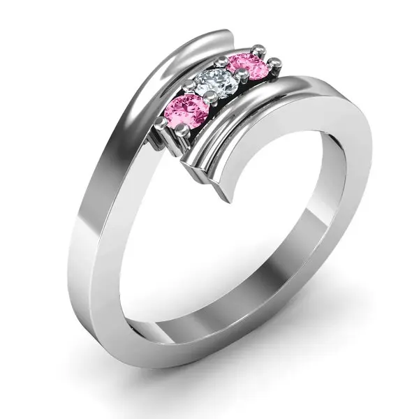 Jewlr Three Stone Ridged Bypass Ring