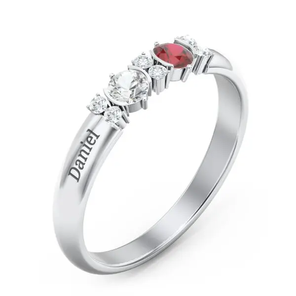 Jewlr Twin Circular Half Bezel Twin Accent Ring