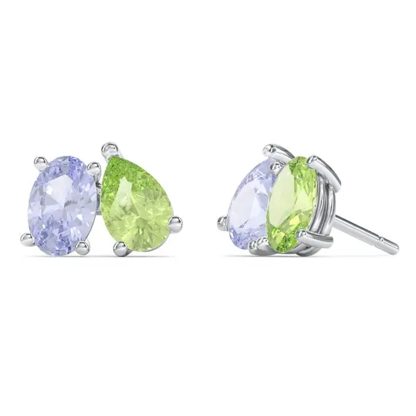 Jewlr Toi Et Moi Oval And Pear Gemstone Stud Earrings