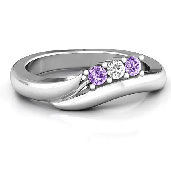 Jewlr Three Stone Single Bypass Ring